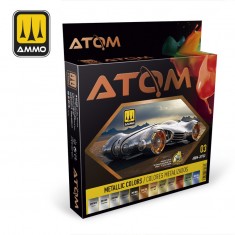 Acrylic Paints set - ATOM #Metallic Colours (12 jars, each bottle: 20ml ...