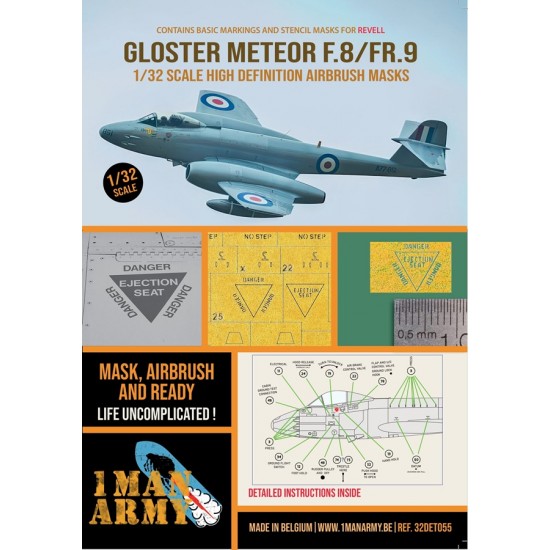 1/32 Gloster Meteor F8/FR9 Basic Markings and Stencil Masks for Revell ...