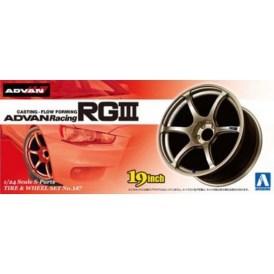Aoshima Models 1/24 19inch Advan Racing RGIII Wheels & Tyres Set (4 ...