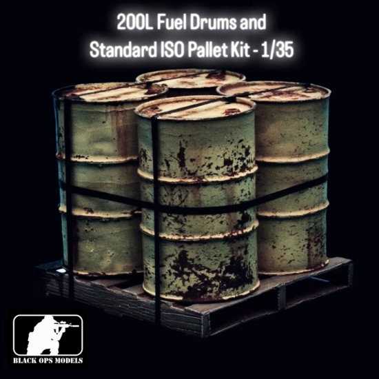 1/35 200L Fuel Drums (4pcs) and Standard ISO Pallet Kit Black Ops 3013