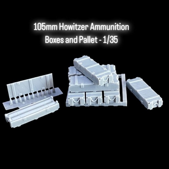 1/35 105mm Howitzer Ammunition Boxes and Pallet Black Ops 3023