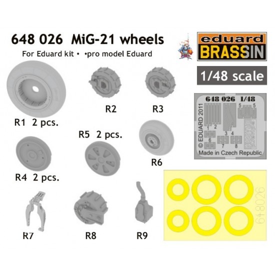 1/48 Mig-21 Wheels for Eduard kit Eduard 648026