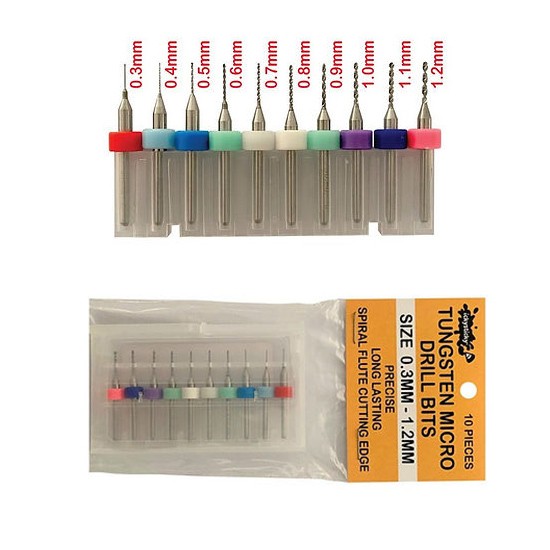 Tungsten Micro Drill Bits 0.3mm - 1.2mm IckySticky 550104
