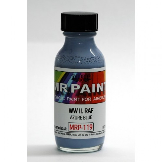 Mr. Paint Acrylic Lacquer Paint - WWII RAF - Azure Blue 30ml | BNA Model World