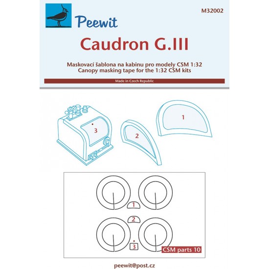 1/32 Caudron G.III Canopy Masks for CSM kit Peewit M32002