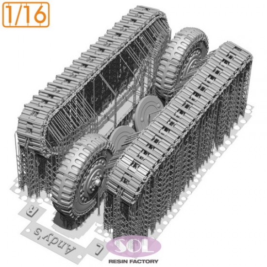 1/16 M3A1 Weighted Wheels and Track with Chain for Andys Hobby HQ SOL ...
