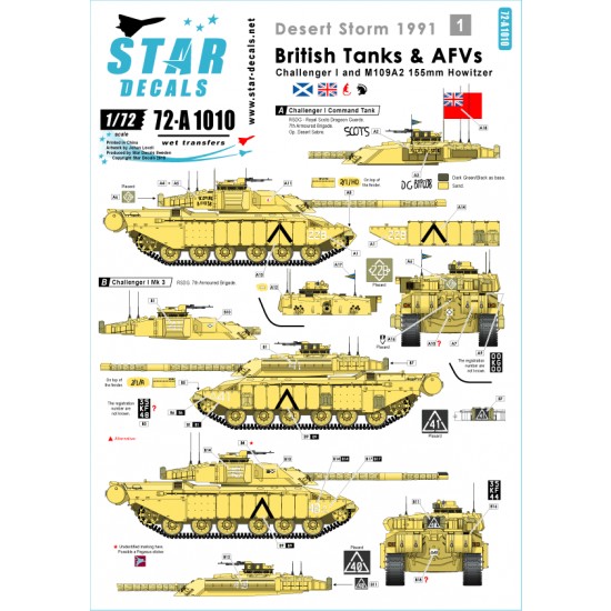 Star Decals 1/72 Decals for Desert Storm 1991 #1 - British Tanks and ...